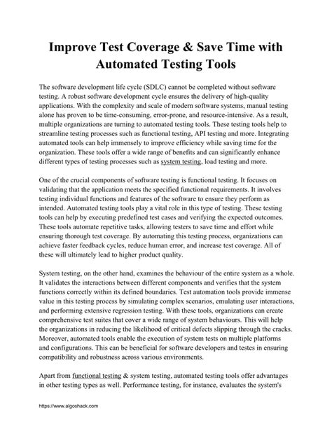 Ppt Improve Test Coverage And Save Time With Automated Testing Tools
