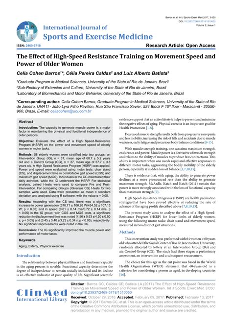 Pdf International Journal Of Sports And Exercise Medicine The Effect Of High Speed Resistance