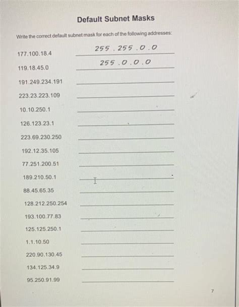 Solved Default Subnet Masks Write The Correct Default Subnet Chegg