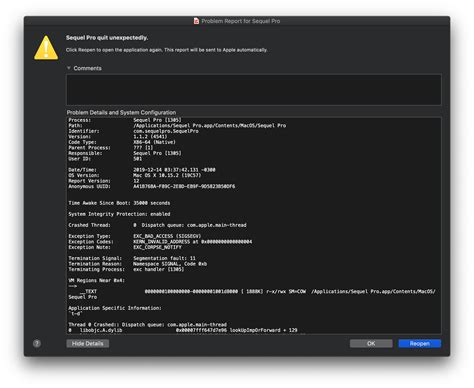 Sequel Pro Crashes When Closing Any Of Its Open Windows · Issue 3616