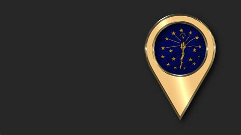 State Of Indiana Gold Location Icon Flag Seamless Looped Waving Space