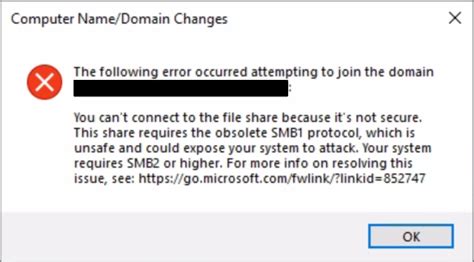 Unable To Join Active Directory Domain Due To Smb Version Mismatch