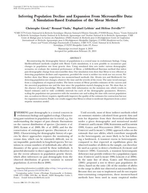 Pdf Inferring Population Decline And Expansion From Microsatellite
