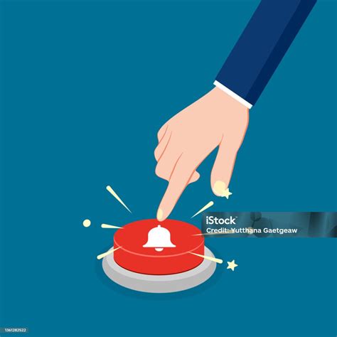 빨간색 벨 버튼을 누릅니다 알림 의 개념입니다 비즈니스 컨셉 벡터 개념에 대한 스톡 벡터 아트 및 기타 이미지 개념 개념과 주제 누름 버튼 Istock