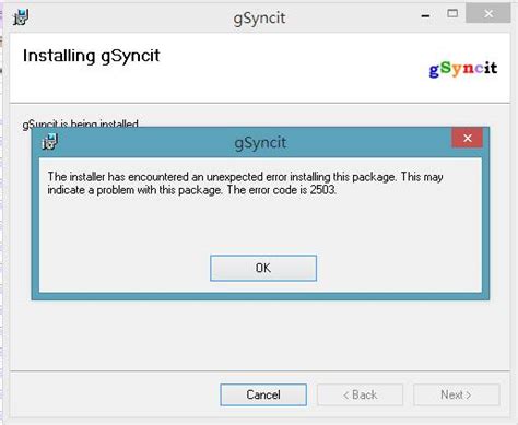 GSyncit Shown The Error Code While Tried To Install Techyv Com