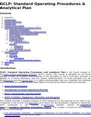 Gclp Standard Operating Procedures Analytical Plan Pdf GCLP Standard Operating Procedures