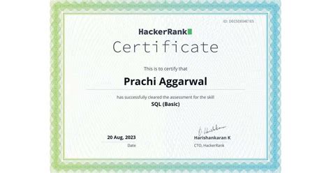 Prachi Aggarwal On Linkedin Hackerrank Skill Certificate