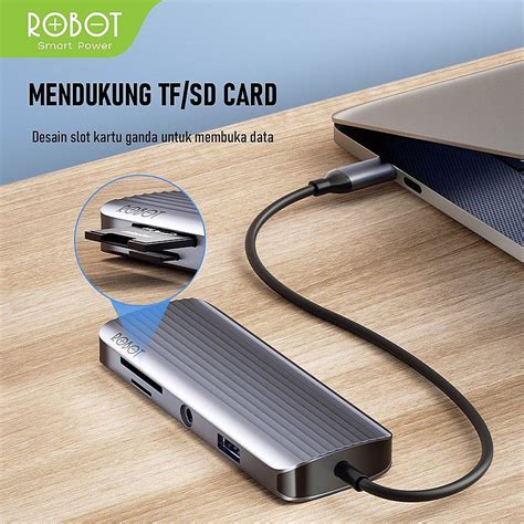 Kabel Konektor Usb Hub Type C Robot Ht Usb C Hub Aluminium Alloy In Kharisma