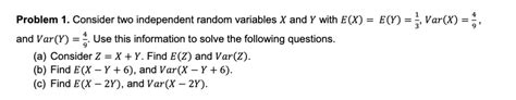 Solved Problem Consider Two Independent Random Variables Chegg