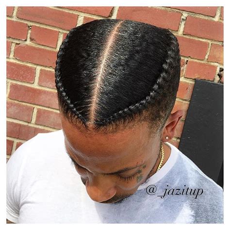 Two Cornrow Braids Black Men