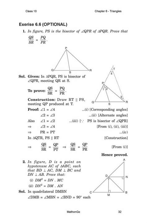 Ncert Solutions For Class 10 Maths Chapter 6 Triangles Pdf Download