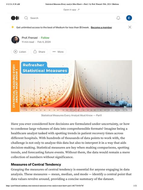 Statistical Measures Every Analyst Must Know Part1 By Prof Frenzel Feb 2024 Medium