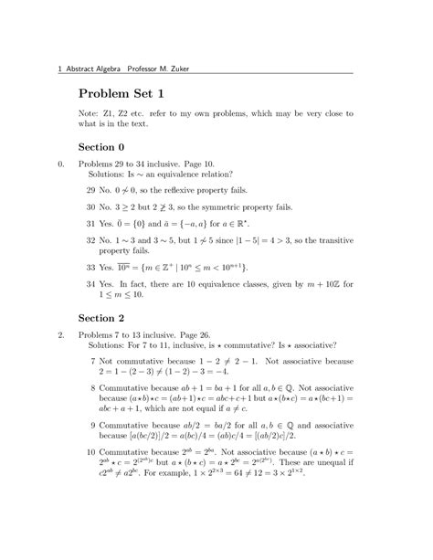 Problem Set 1 With Solutions Abstract Algebra Math 4010 Docsity