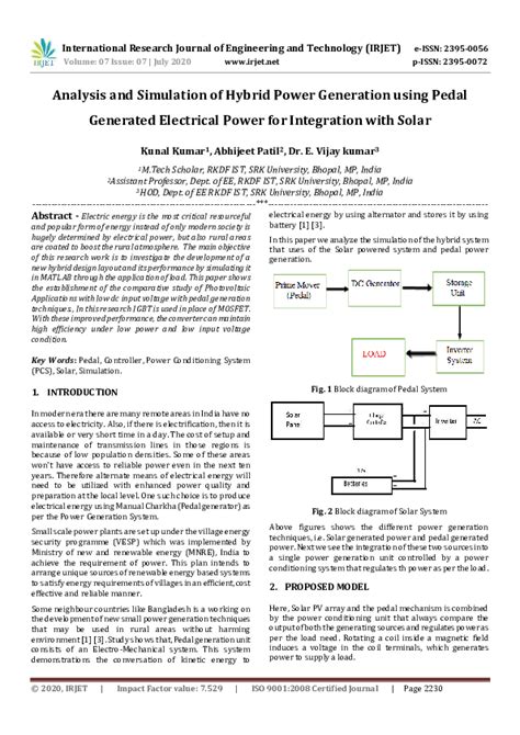 Pdf Hybrid Power Pedal And Solar Energy Analysis