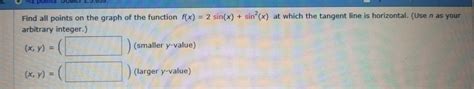 Solved Find All Points On The Graph Of The Function Fx 2