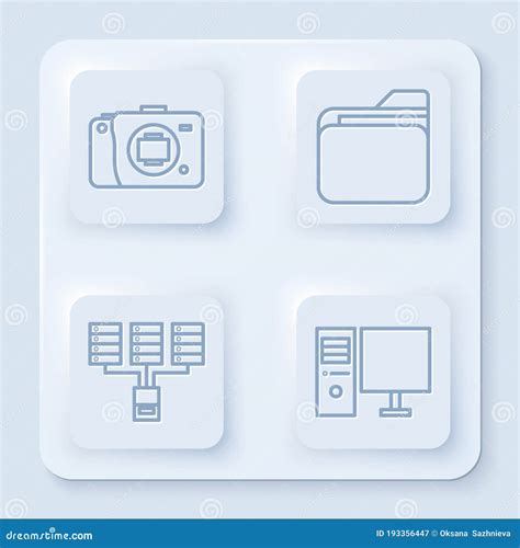 Set Line Mirrorless Camera Document Folder Server Data Web Hosting