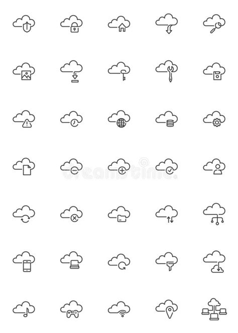 Cloud Computing Line Icons Set Stock Illustration Illustration Of Logo Technology 206643378