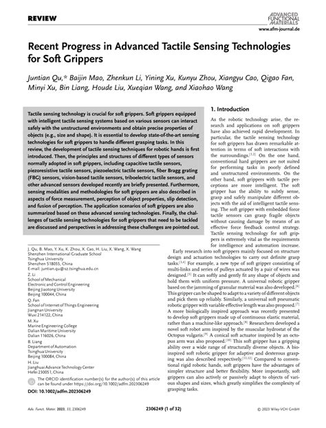Recent Progress In Advanced Tactile Sensing Technologies For Soft
