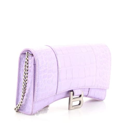 Balenciaga Hourglass Chain Wallet Crocodile Embossed Leather At 1stdibs