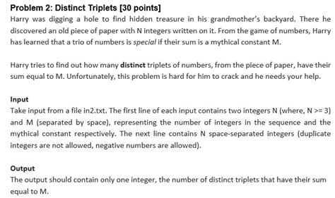 Solved Problem 2 Distinct Triplets 30 Points Harry Was