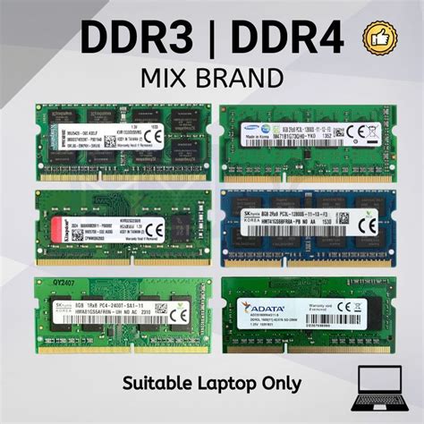 kingston samsung ddr3 ddr3l ddr4 ram laptop 1333mhz 1600mhz 4gb 8gb laptop ram shopee singapore