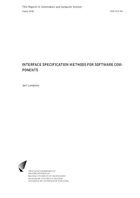Pdf Interface Specification Methods For Software Components