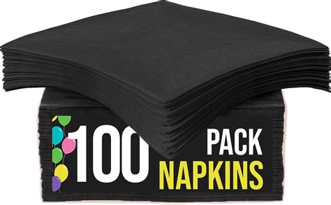 100 Pack Black Paper Napkins Disposable 2 Ply Party