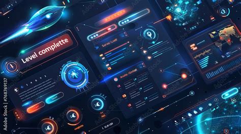 A Space Themed Game Ui Kit Complete With All The Necessary Elements For A Level Complete