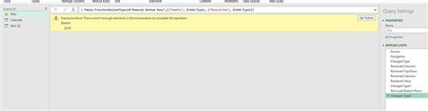 data refresh expression error column not found