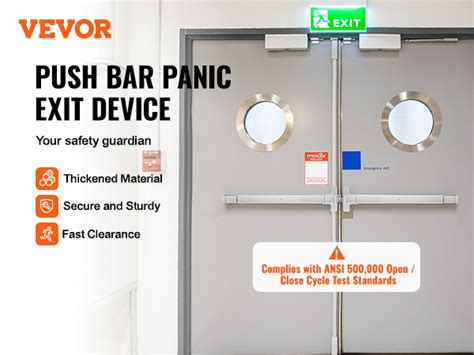VEVOR Push Bar Door Locks Carbon Steel Panic Bars For Exit Doors With Exterior Lever And 3