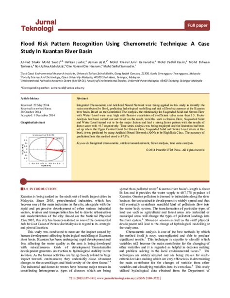 pdf flood risk pattern recognition using chemometric technique a