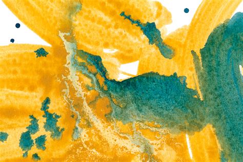 녹색 얼룩노란색 손으로 그린 수채화 브러시 스트로크 현대 컬러풀 한 블렌딩 래스터 일러스트 그라데이션에 대한 스톡 벡터 아트 및 기타 이미지 Istock