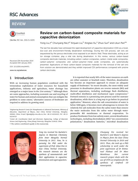 Pdf Review On Carbon Based Composite Materials For Capacitive