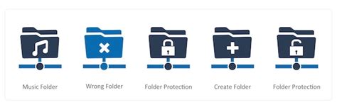 Premium Vector A Set Of 5 Document Icons As Music Folder Wrong Folder Folder Protection