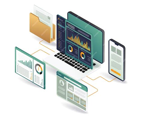 Premium Vector Data Analyst Dashboard Computer Network