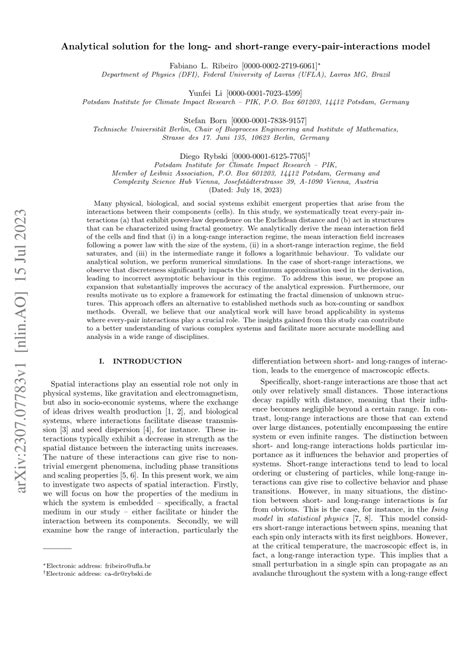 Pdf Analytical Solution For The Long And Short Range Every Pair