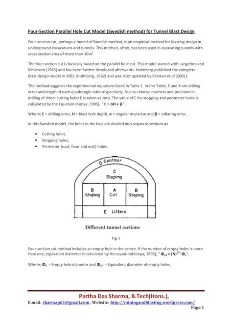 Pdf Four Section Parallel Hole Cut Model Swedish Method For Tunnel Blast Design Dokumen Tips