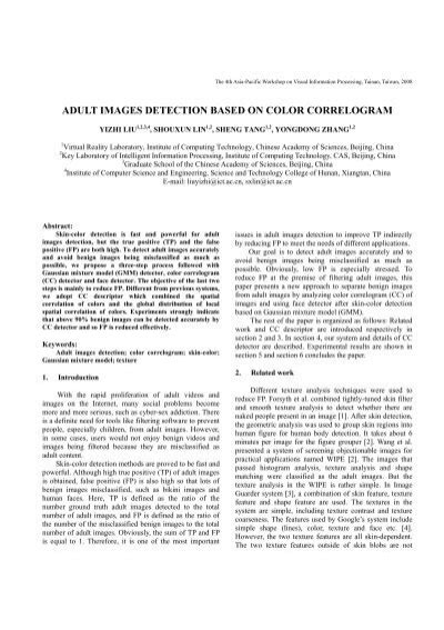 Adult Images Detection Based On Color Correlogram Adult Images Detection Based On Color Correlogram