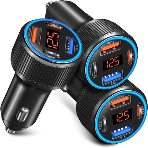 Amazon Com Usb C Car Charger Pack Costyle W Port Car Power Adapter With Voltmeter Pd W