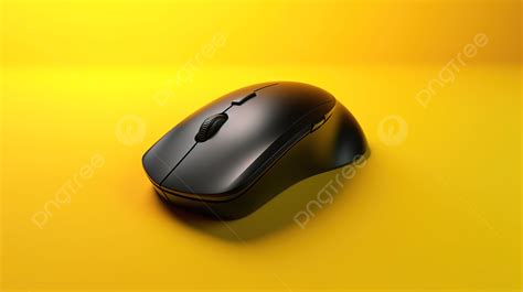 목업 디자인을 위해 3d 무선으로 연결된 컴퓨터 마우스가 있는 노란색 배경 컴퓨터 마우스 인터넷 3d 인터넷 사업 배경