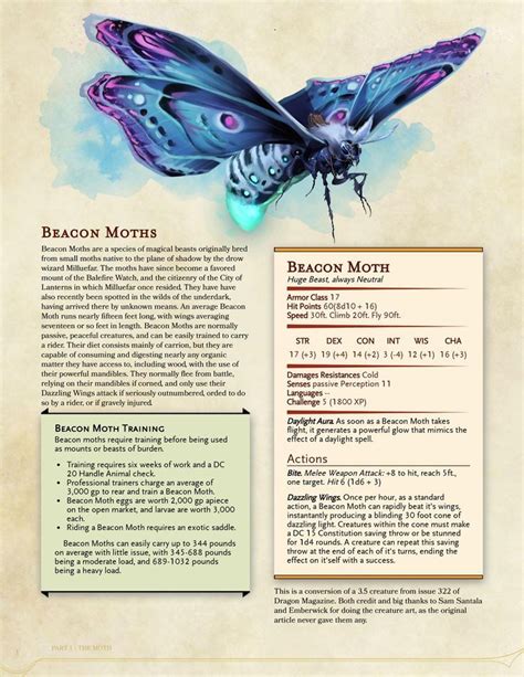 Beacon Moth 5e Dungeons And Dragons Monster Dnd Stats Dnd