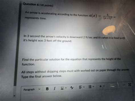 Solved An Arrow Is Accelerating According To The Function