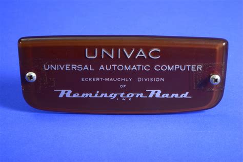 Univac Computer Nameplate Smithsonian Institution