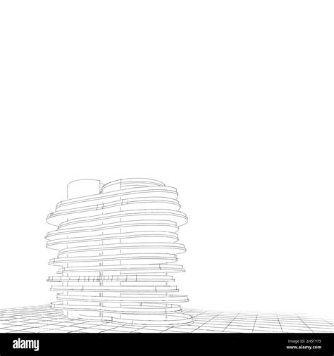 3d Illustration Architecture Building Perspective Lines Modern Urban