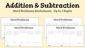 Addition Subtraction Word Problems Worksheets Up To 3 Digits
