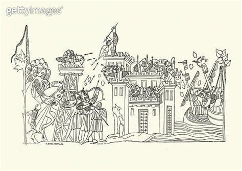Medieval Siege Warfare Attacking Castle From Land And Sea 1175445139