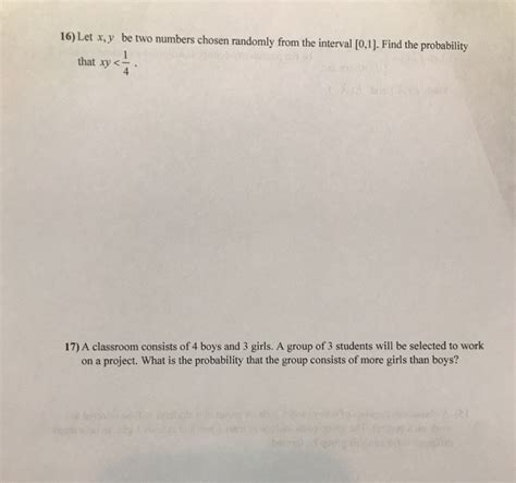 solved 16 let x y be two numbers chosen randomly from the