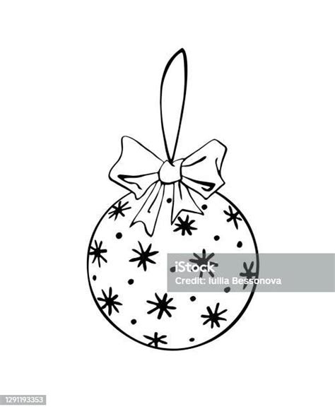 벡터 손 은 활과 눈송이와 크리스마스 트리 공의 윤곽과 모양을 그린 크리스마스와 새해 휴일 장식 아이들의 창의력을 위한 템플릿 0명에 대한 스톡 벡터 아트 및 기타 이미지