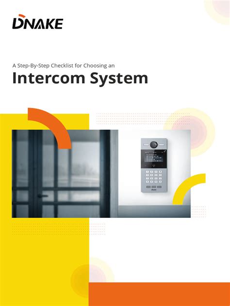 Dnake Checklist For Choosing An Intercom System Pdf Internet Of Things Home Automation
