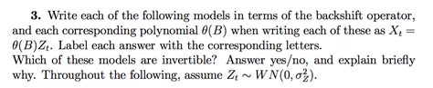 solved 3 write each of the following models in terms of the